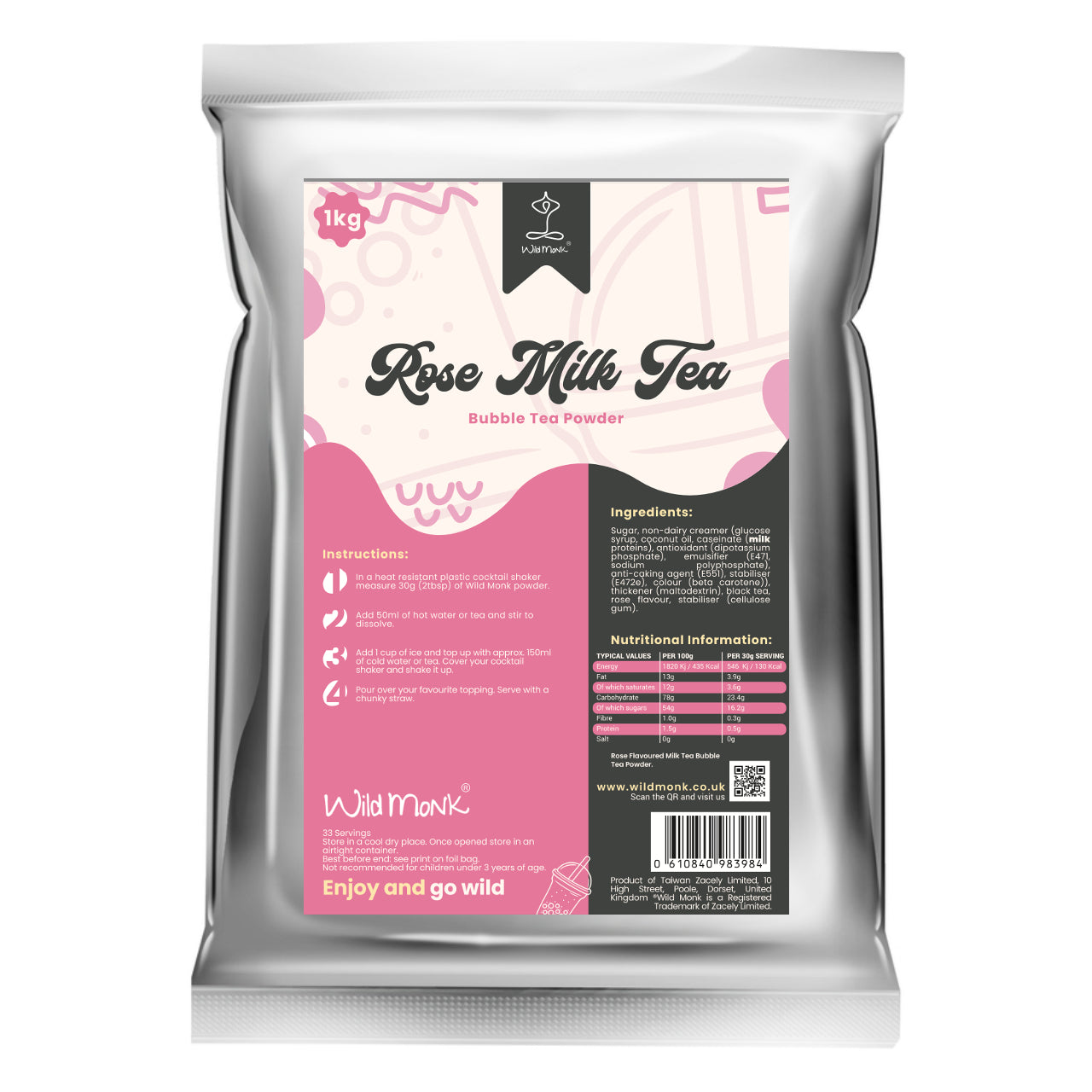 1kg ROSE MILK TEA Premium Bubble Tea Powder – WildMonk