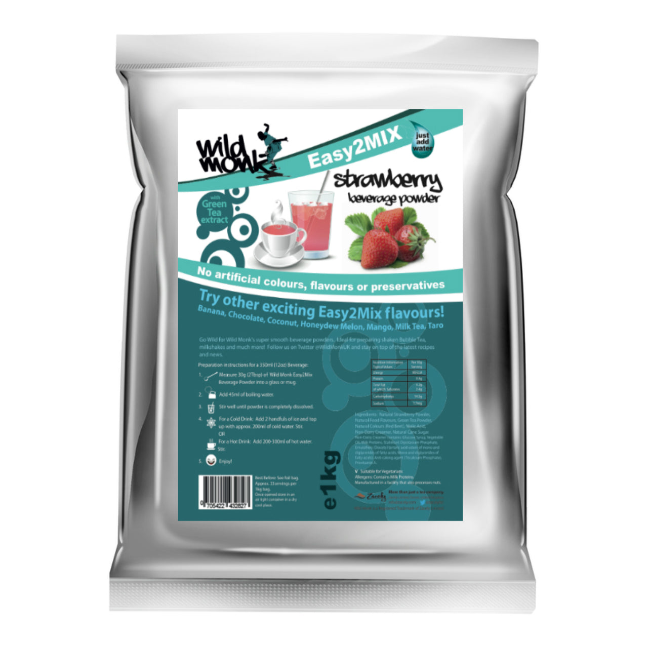 1kg STRAWBERRY Bubble Tea Mix – WildMonk
